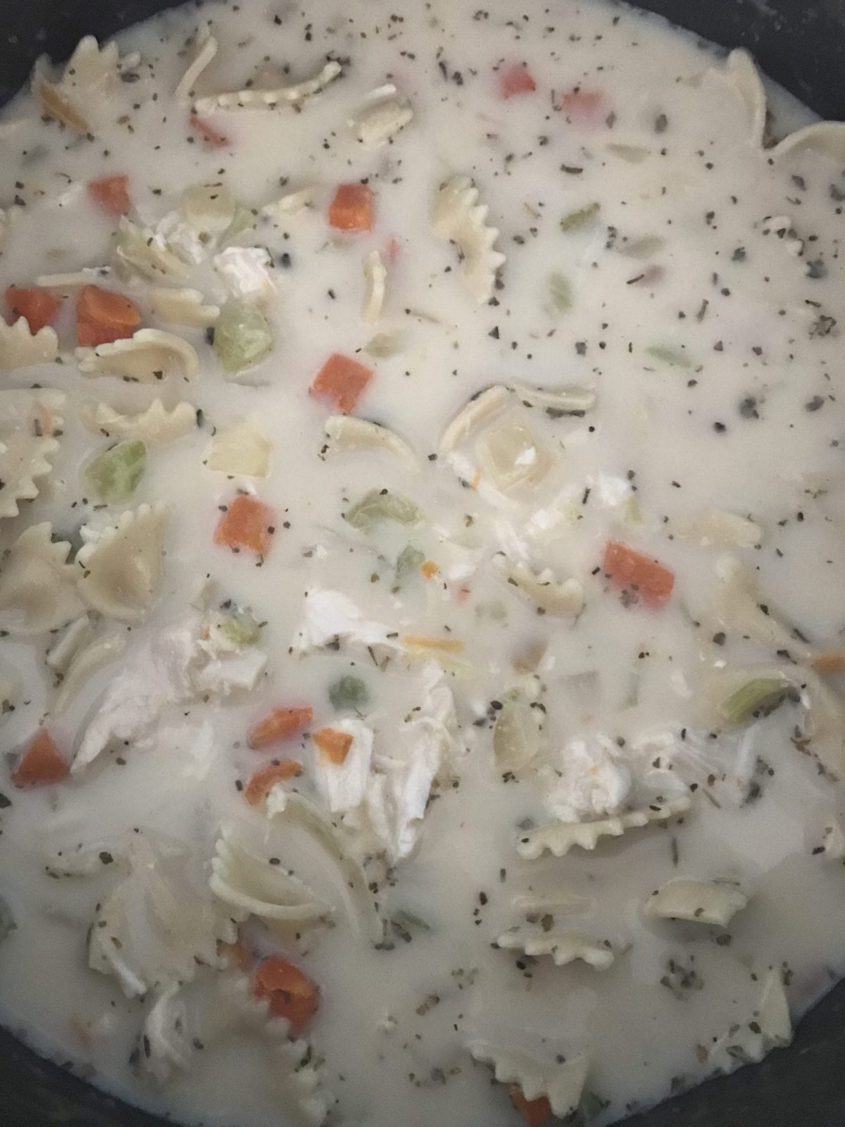 Creamy Chicken Bow Tie Soup - Pound Dropper