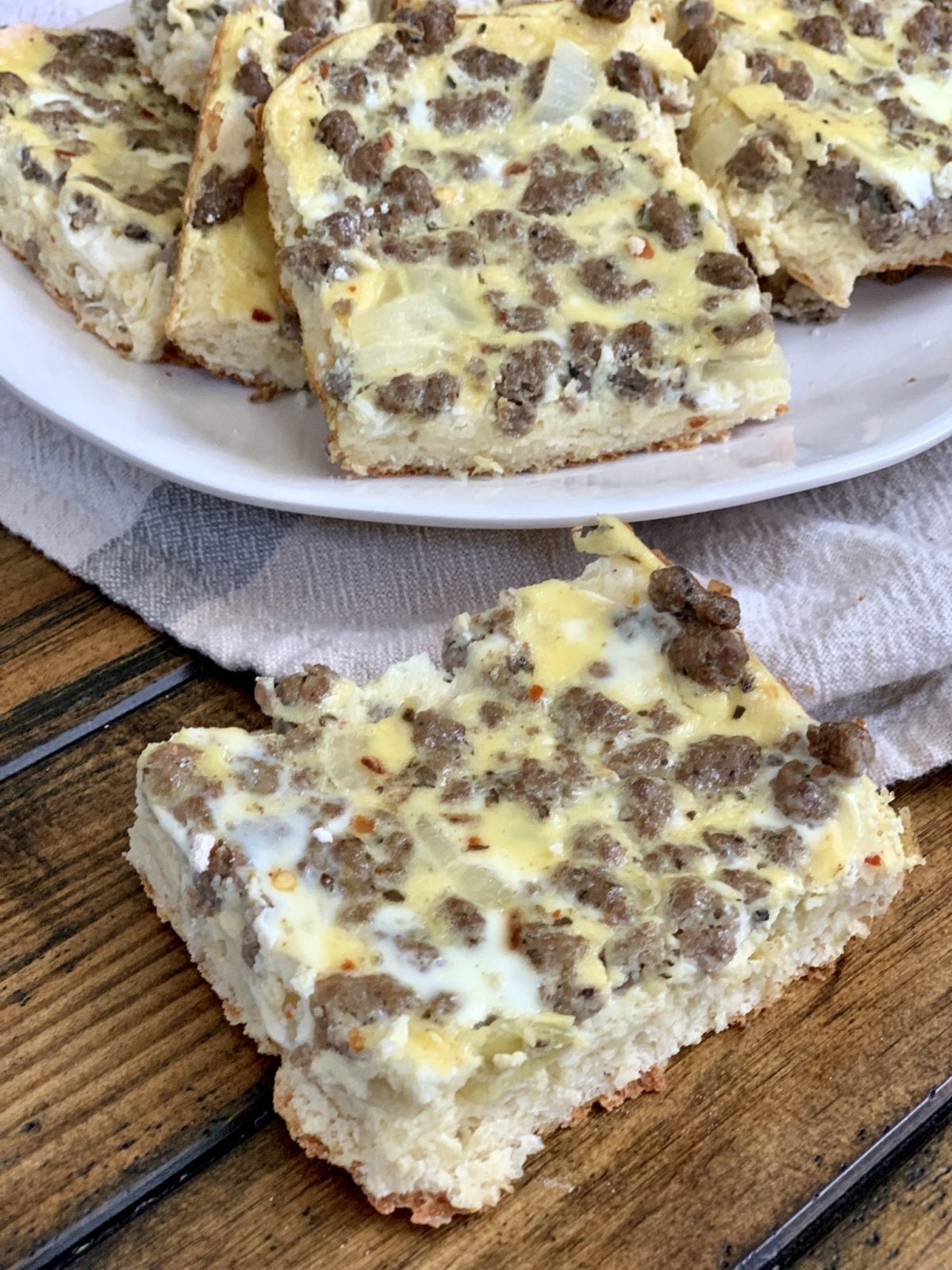 Egg and Sausage Breakfast Squares - Pound Dropper