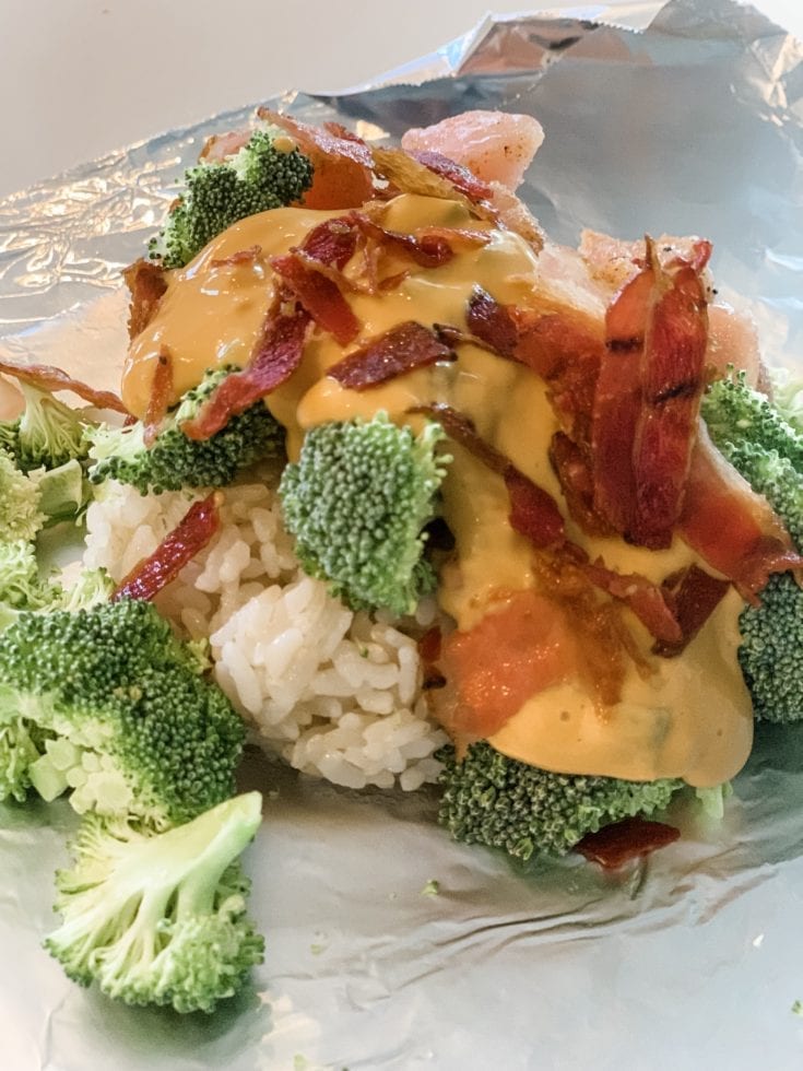 Cheesy Broccoli Chicken and Rice in Foil Packets - Pound Dropper