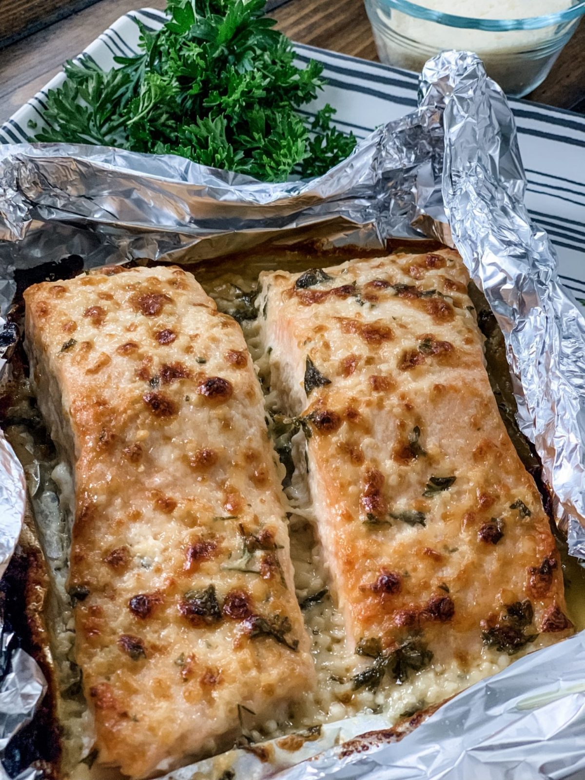 Garlic Parmesan Salmon in Foil - Pound Dropper