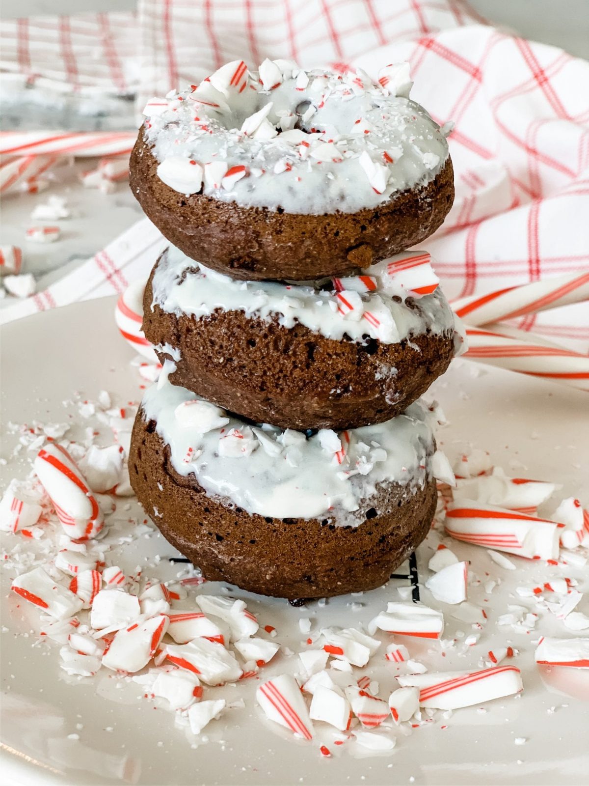 Two Point Chocolate Candy Cane Donuts - Pound Dropper