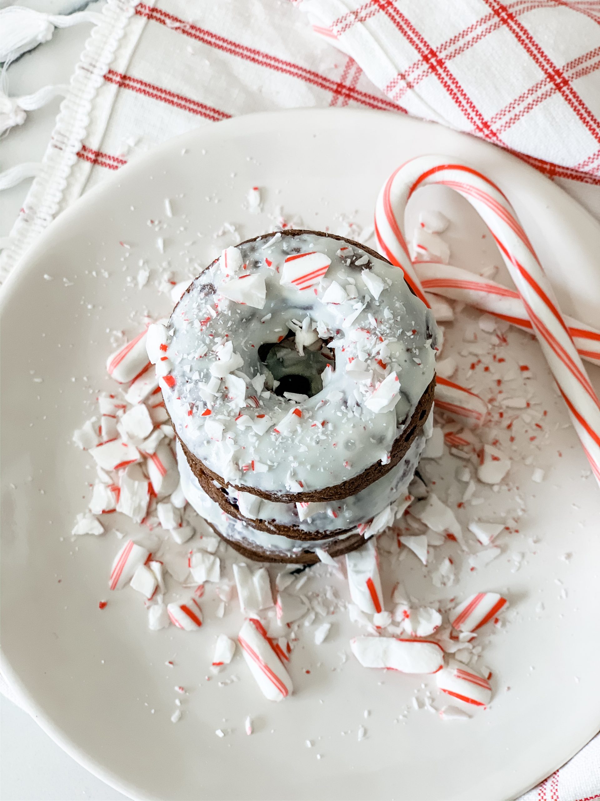 Two Point Chocolate Candy Cane Donuts - Pound Dropper