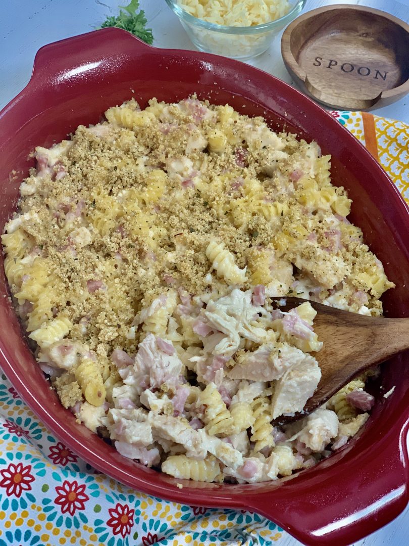 Chicken Cordon Bleu Noodle Casserole - Pound Dropper