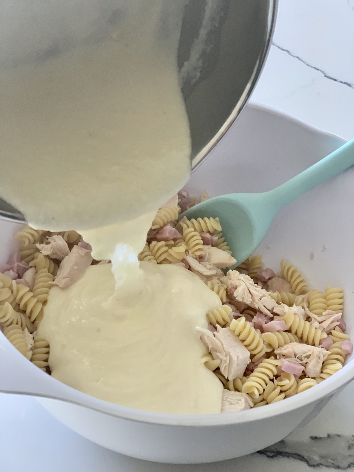 Chicken Cordon Bleu Noodle Casserole - Pound Dropper