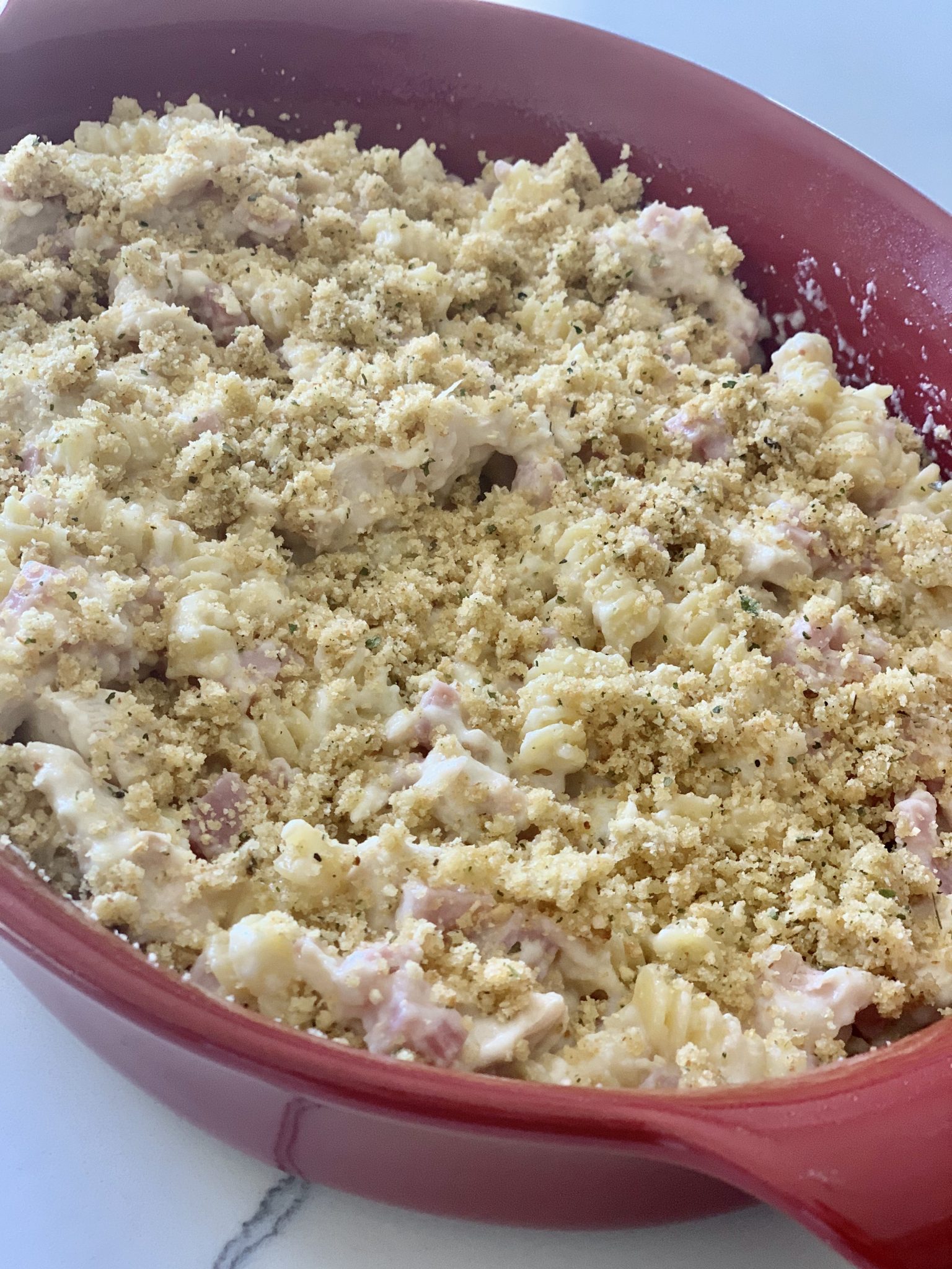 Chicken Cordon Bleu Noodle Casserole - Pound Dropper