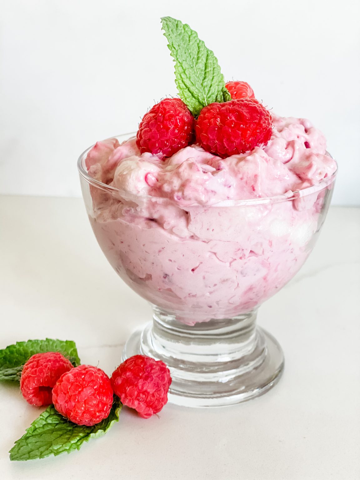 Raspberry Cheesecake Fluff Salad - Pound Dropper