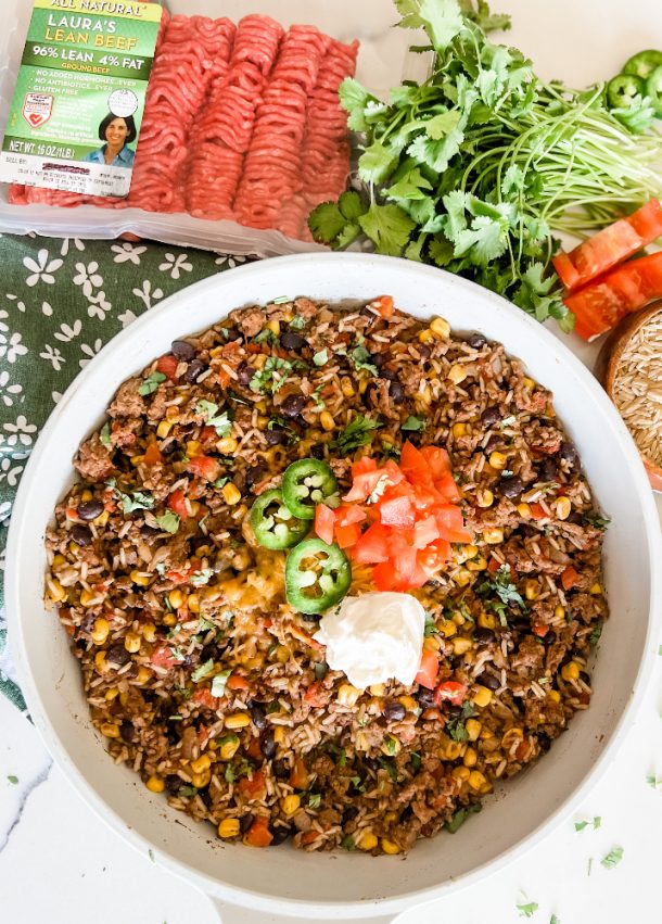 One Pot Mexican Beef and Rice Skillet - Pound Dropper