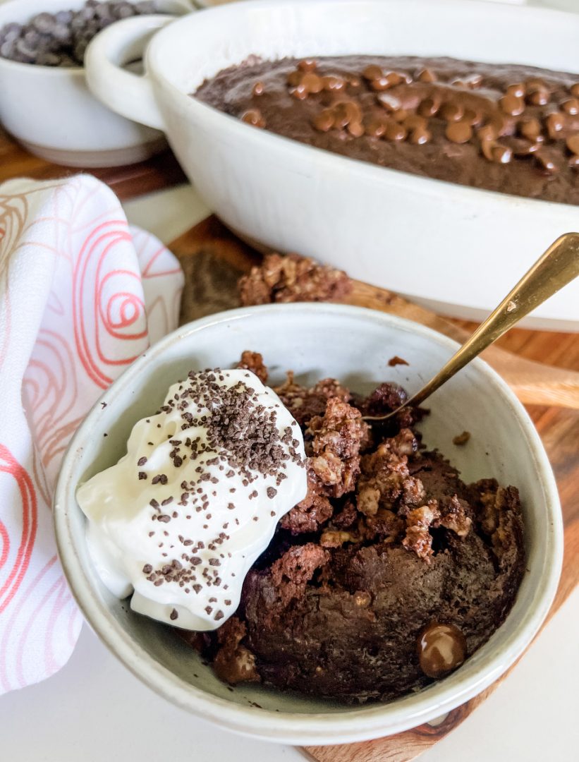 Protein Packed Brownie Batter Oatmeal Bake - Pound Dropper