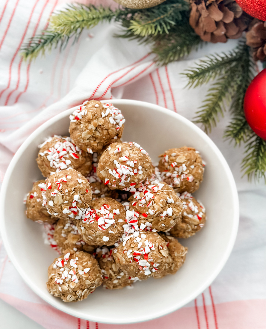 No Bake White Chocolate Peppermint Protein Balls - Pound Dropper