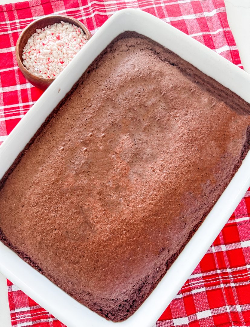Lightened Up Chocolate Peppermint Poke Cake - Pound Dropper