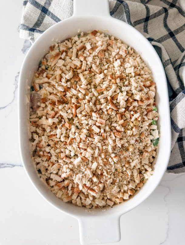 Lightened Up Chicken Stuffing Casserole - Pound Dropper