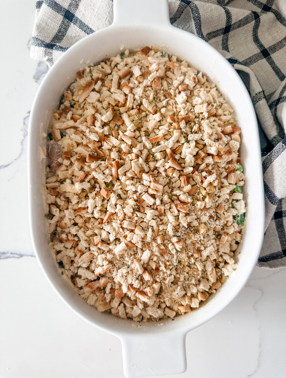 Lightened Up Chicken Stuffing Casserole - Pound Dropper